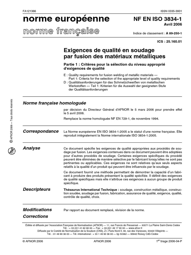 En Iso 3834 - 1 | PDF