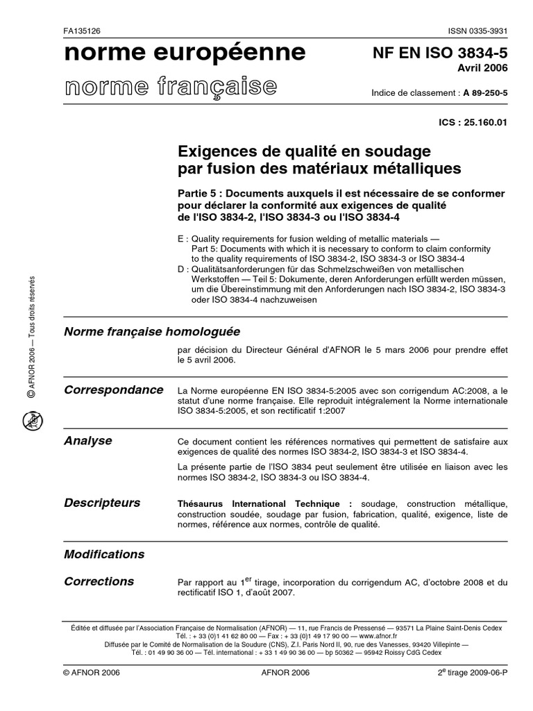 En Iso 3834 - 5 | PDF