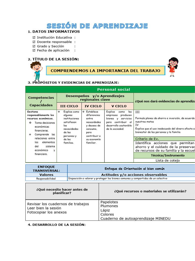 Sesión de Aprendizaje Casos | PDF