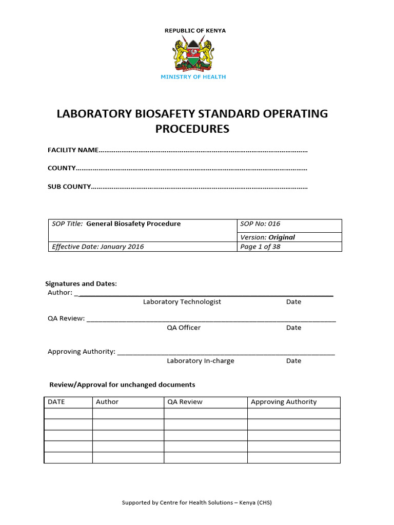 Lab Biosafety SOP Guide | PDF | Personal Protective Equipment | Wellness
