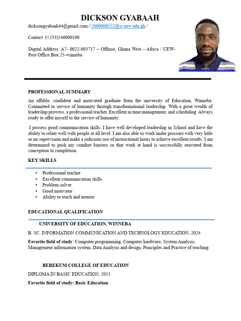 DICKSON CURRICULUM VITAE-1 | PDF