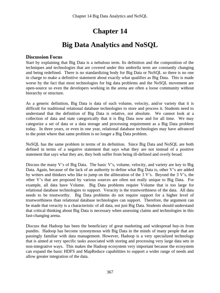 Ch14 Big Data Analytics NoSQL Ed13 | PDF