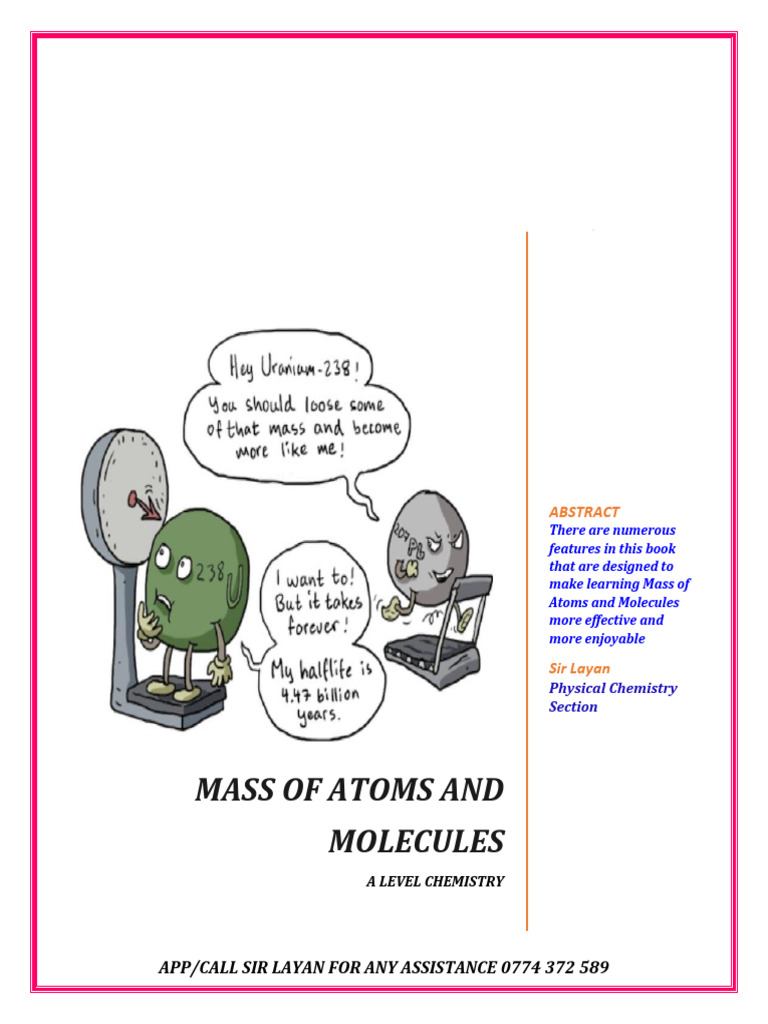 Mass of Atoms and Molecules: App/Call Sir Layan For Any Assistance 0774 ...