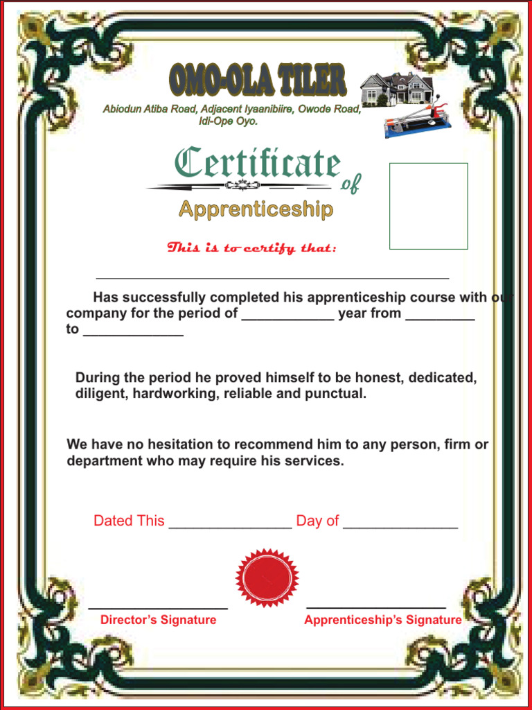 Tiler Certificate | PDF