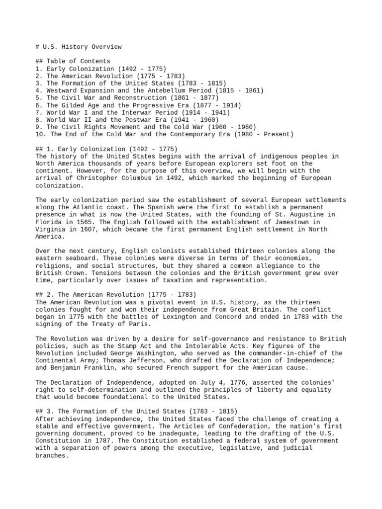 US History Overview | PDF | Slavery In The United States | The United ...