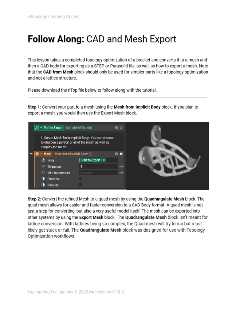 Follow Along - CAD and Mesh Export | PDF