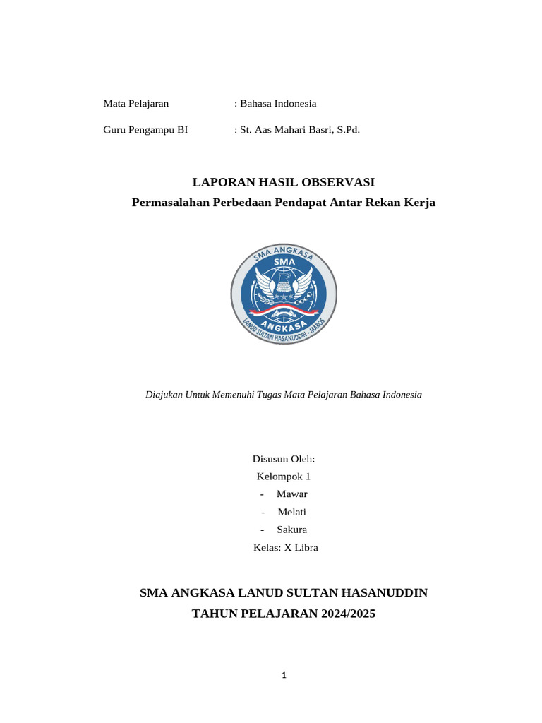 Format Tugas Membuat LHO | PDF