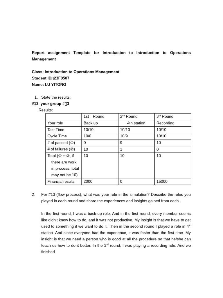 IOM Report Assignment Template | PDF
