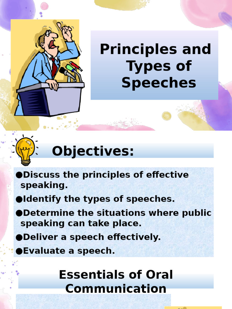 GEDCORE 03 Module 2 Topic 2 Principles and Types of Speeches | PDF
