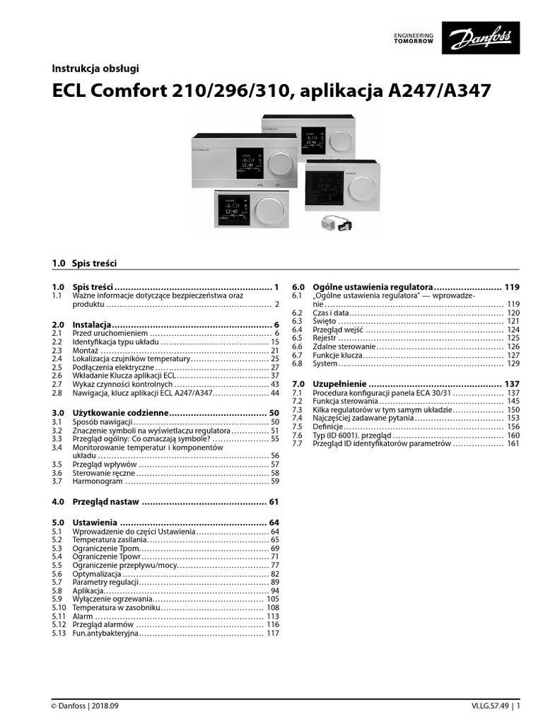Instrukcja Obsługi. ECL Comfort 310, Aplikacja A247 | PDF