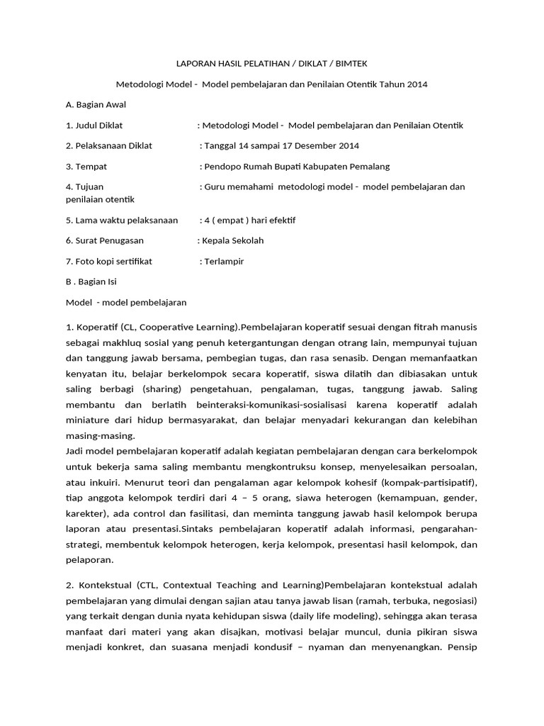 Laporan Hasil Pelatihan | PDF