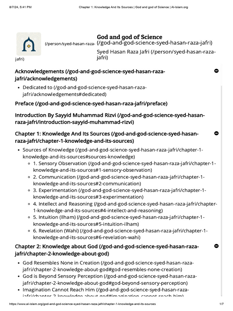 Chapter 1 - Knowledge and Its Sources - God and God of Science | PDF