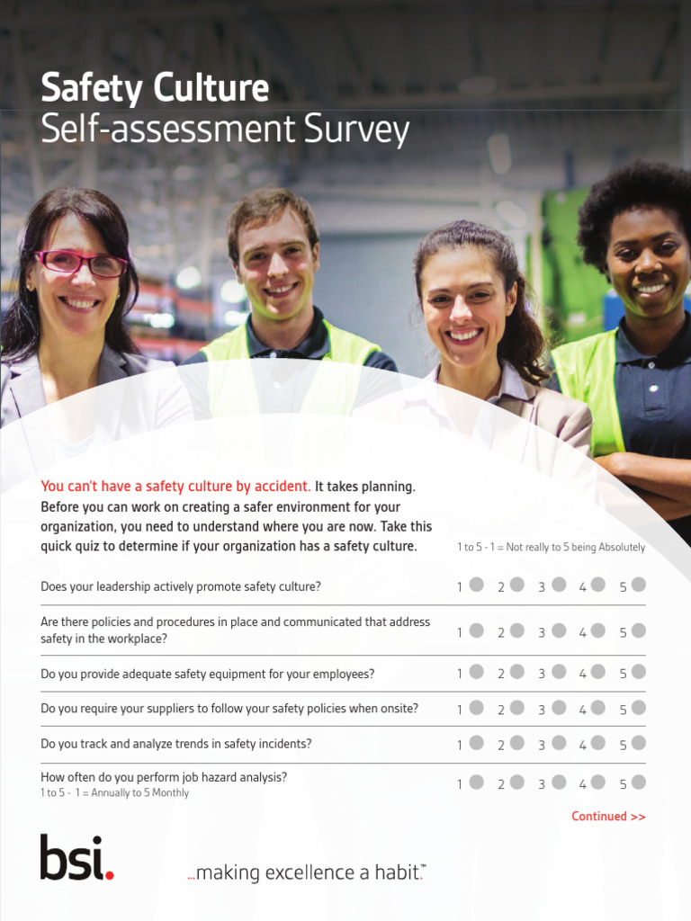 Safety Culture Self Assessment Survey | PDF Safety Culture Self Assessment Survey | PDF
