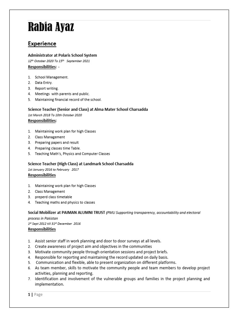 Rabia CV Updated | PDF