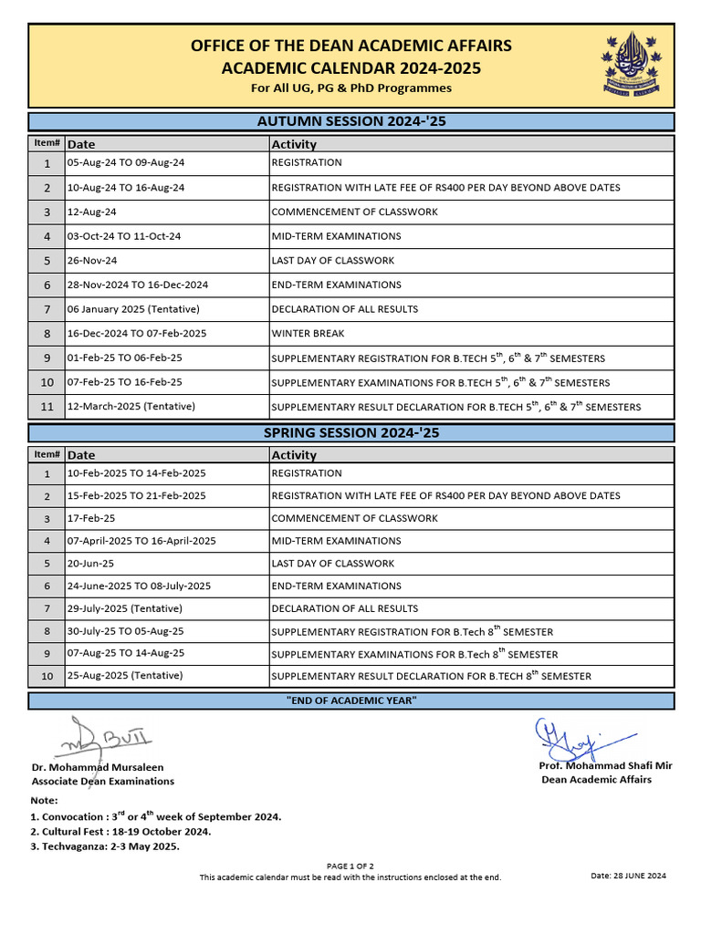 Academic Calander | PDF