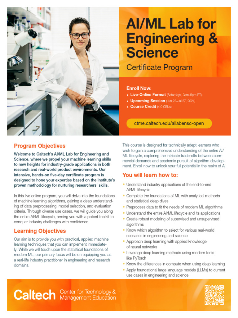 Caltech CTME AI-ML Lab For Engineering Science Certificate 050224 | PDF | Artificial ...