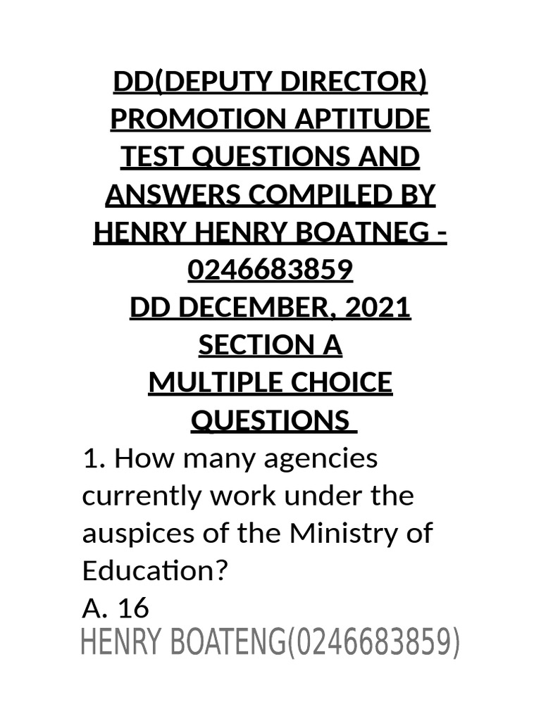 DD Promotion Questions and Answers (December 2021) - 1 | PDF