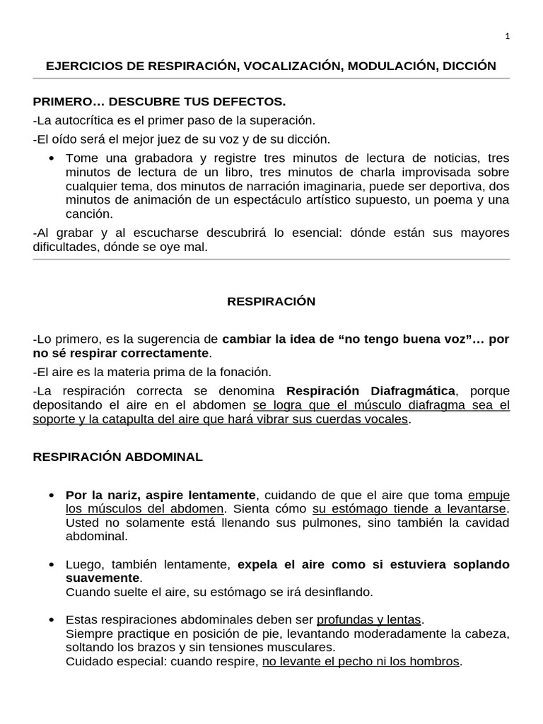 Ejercicios de Respiración | PDF