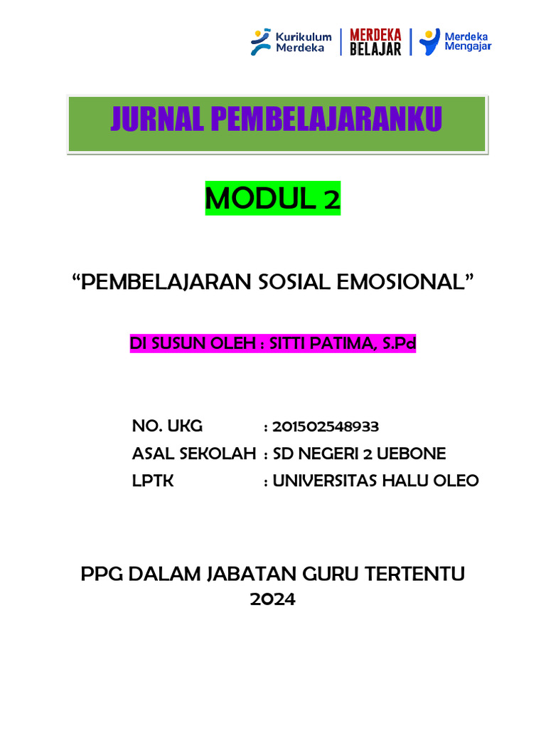 Modul 2 Jurnal Pembelajaran Ku - PEMBELAJARAN SOSIAL EMOSIONAL - SITTI ...