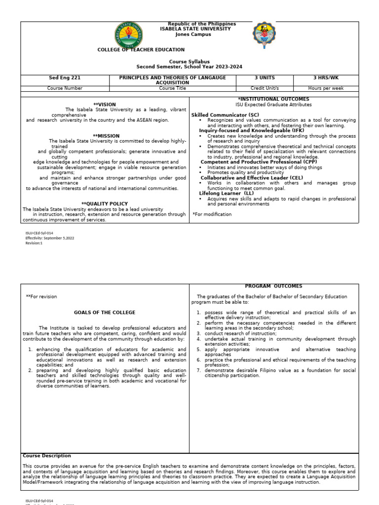 Principles of Lang Acq Syll | PDF
