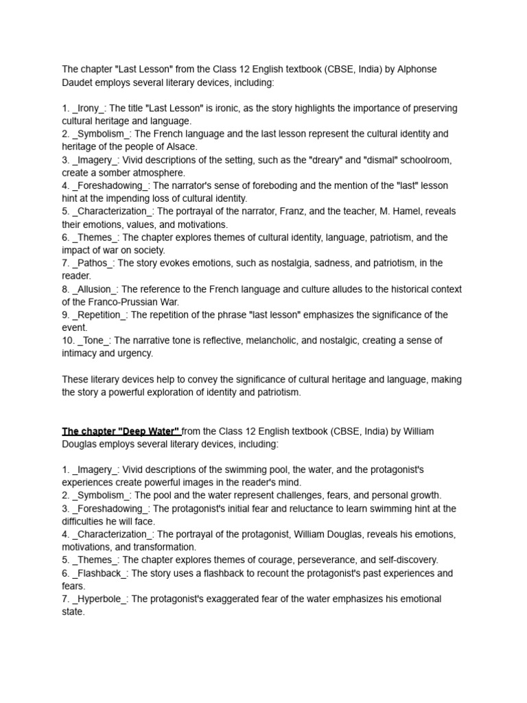 Literary Devices English Chapters Wise | PDF | Poetry | General Fiction