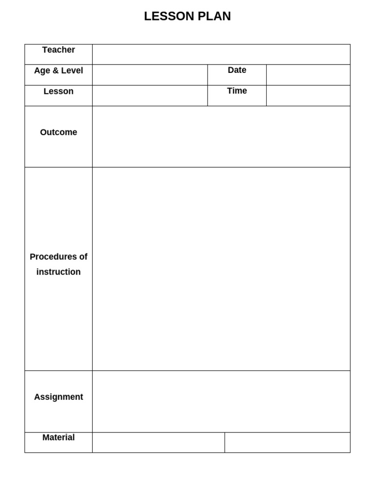 TSE Lesson Plan Form | PDF