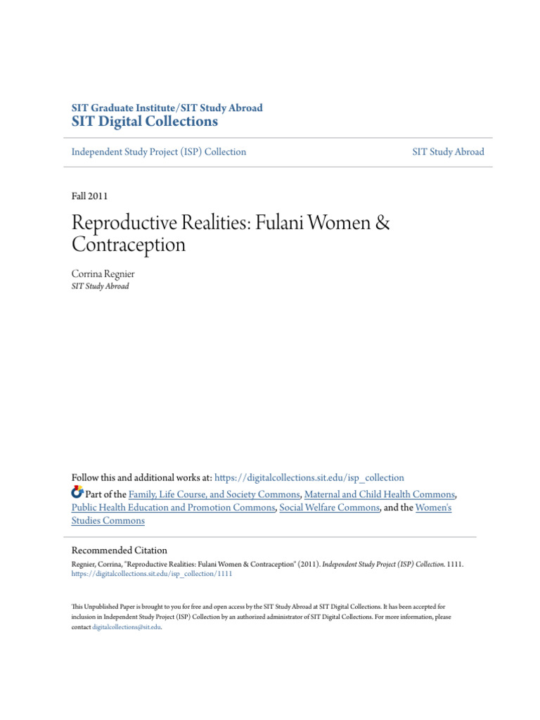 Reproductive Realities - Fulani Women & Contraception | PDF