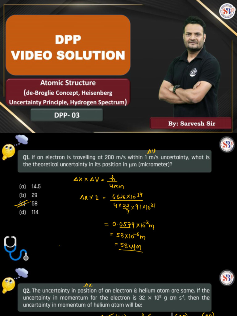 Atomic Structure DPP 03 Solution PDF - 3492 - 1720814310589 | PDF