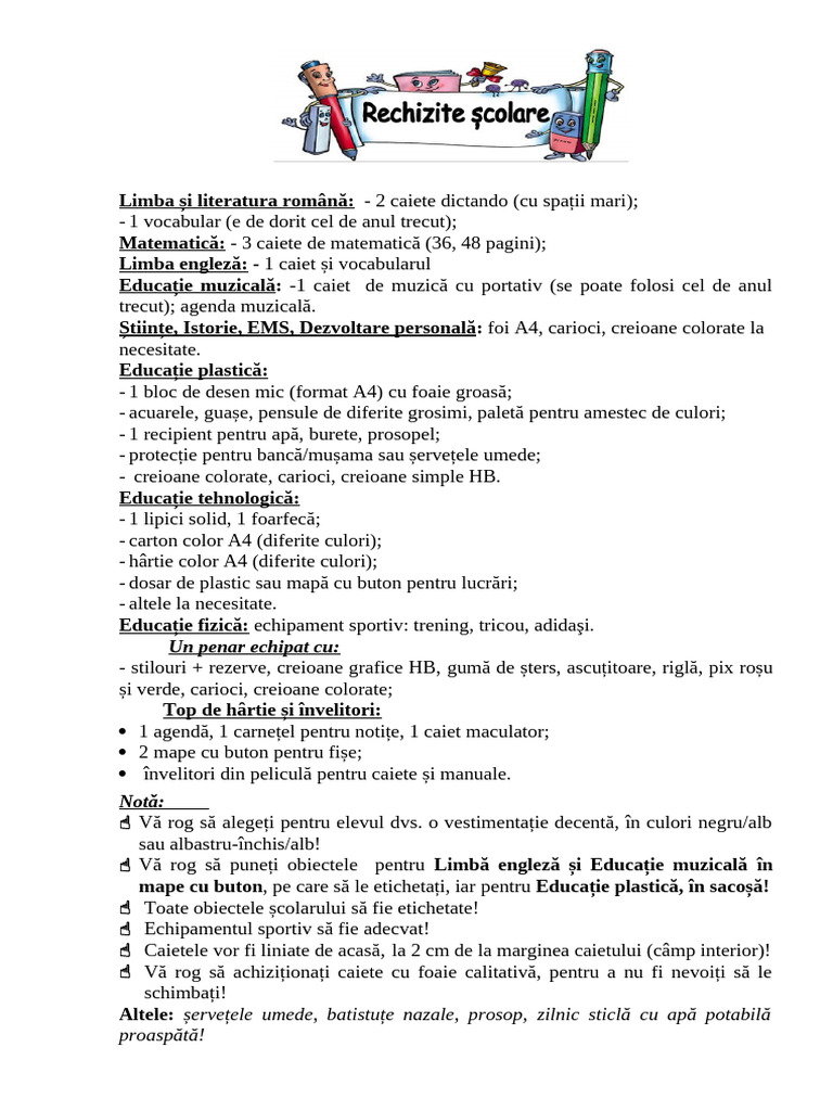 Rechizite, cl.4 | PDF