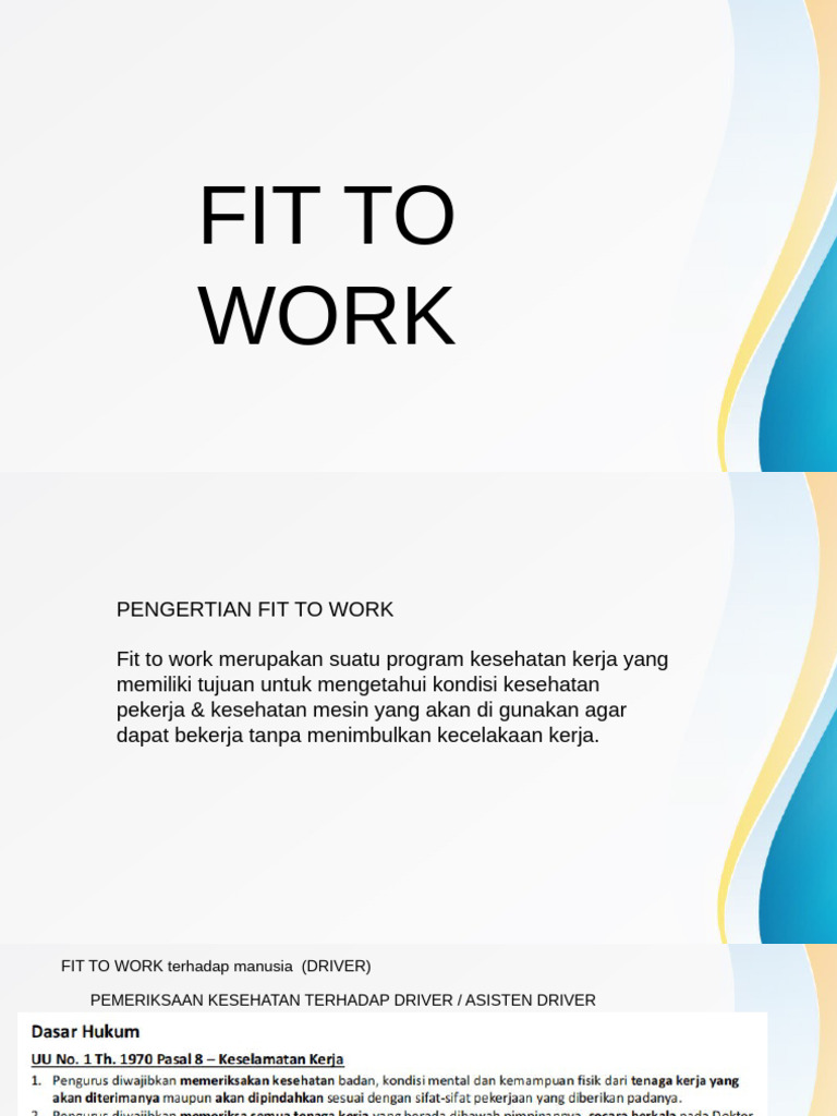 Fit To Work | PDF