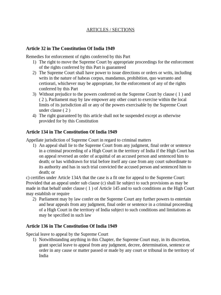 ARTICLES And SECTIONS CONCOURS | PDF