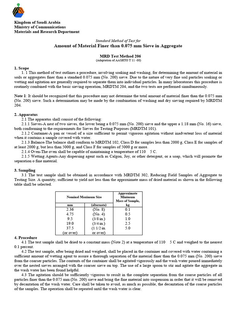 MRD Test Method 206 | PDF