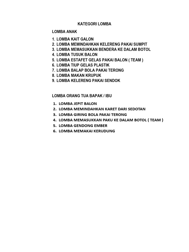 Kategori Lomba | PDF