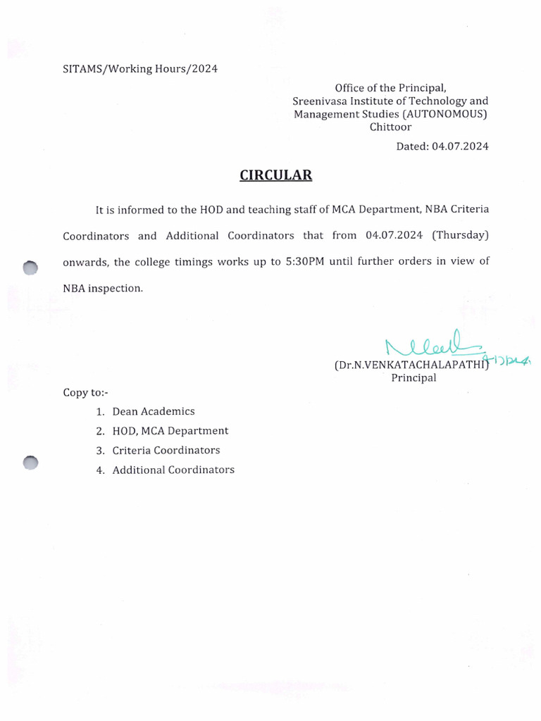 Circualr-MCA-NBA INSPECTION | PDF