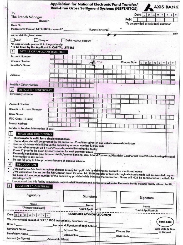 Axis RTGS PDF | PDF