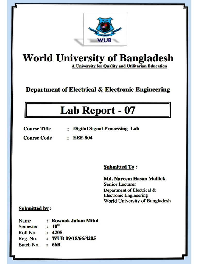 Digital Signal Processing Lab 07 | PDF
