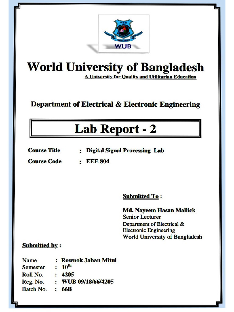 Digital Signal Processing Lab 2 | PDF