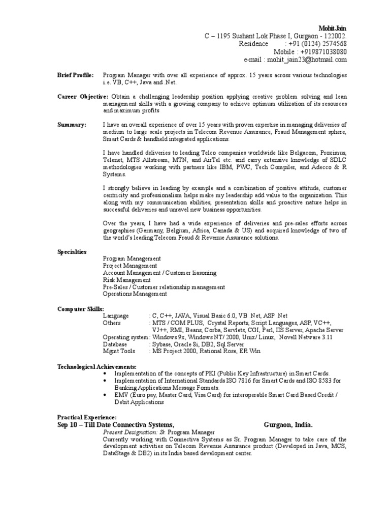 Resume of Mohit Jain Dec 2011 | Download Free PDF | Point Of Sale | Project Management