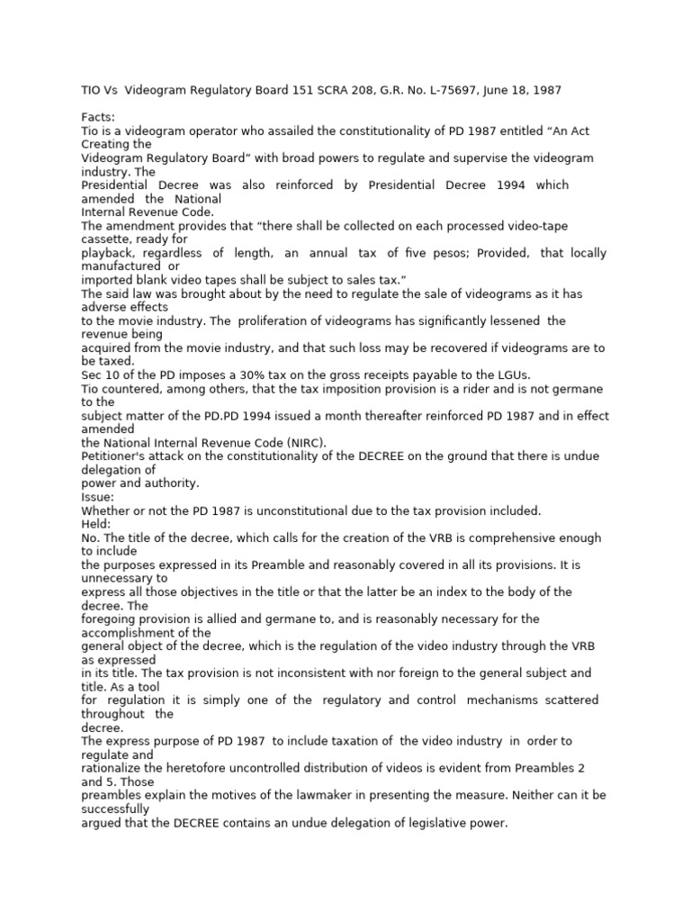 34 - TIO Vs Videogram Regulatory Board | PDF