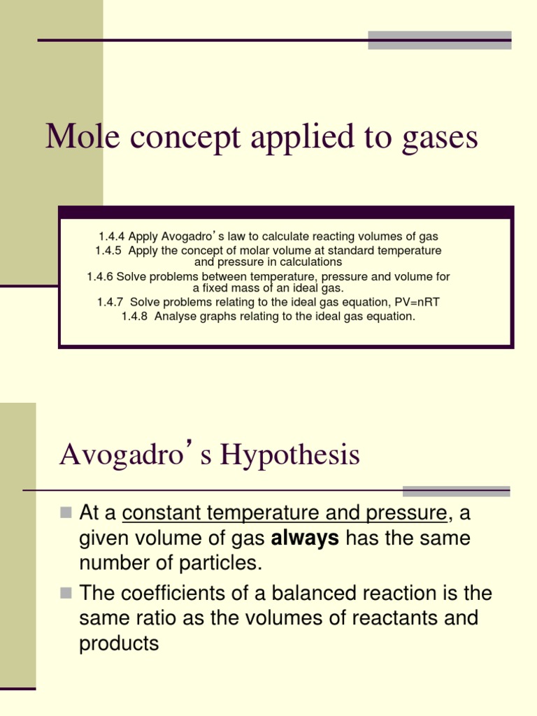 Mole Concepts and Ideal Gas Law Calculations | PDF | Gases | Mole (Unit)