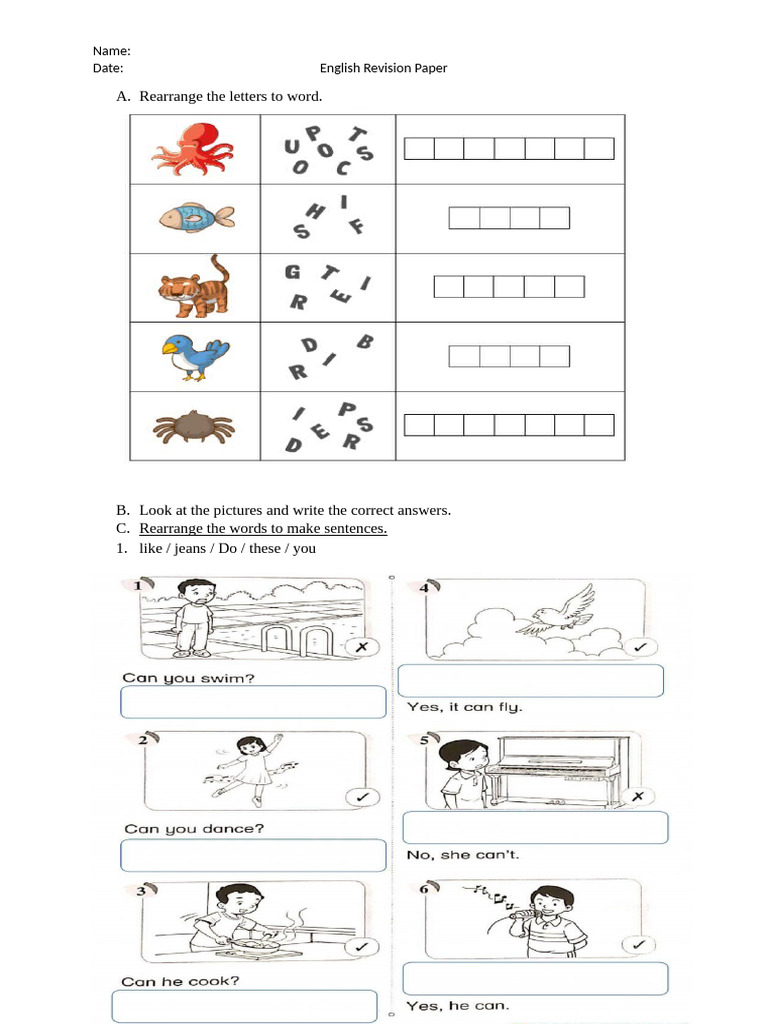 Primary 2 English Revision Paper | PDF