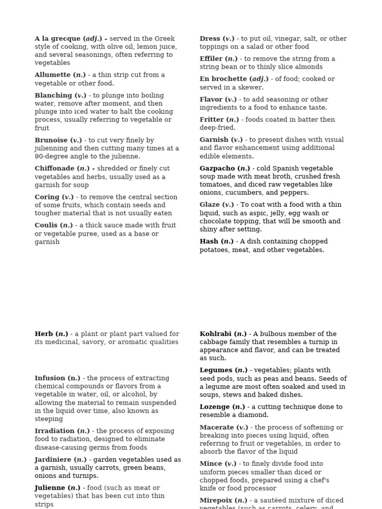 Vegetable Dictionary | PDF
