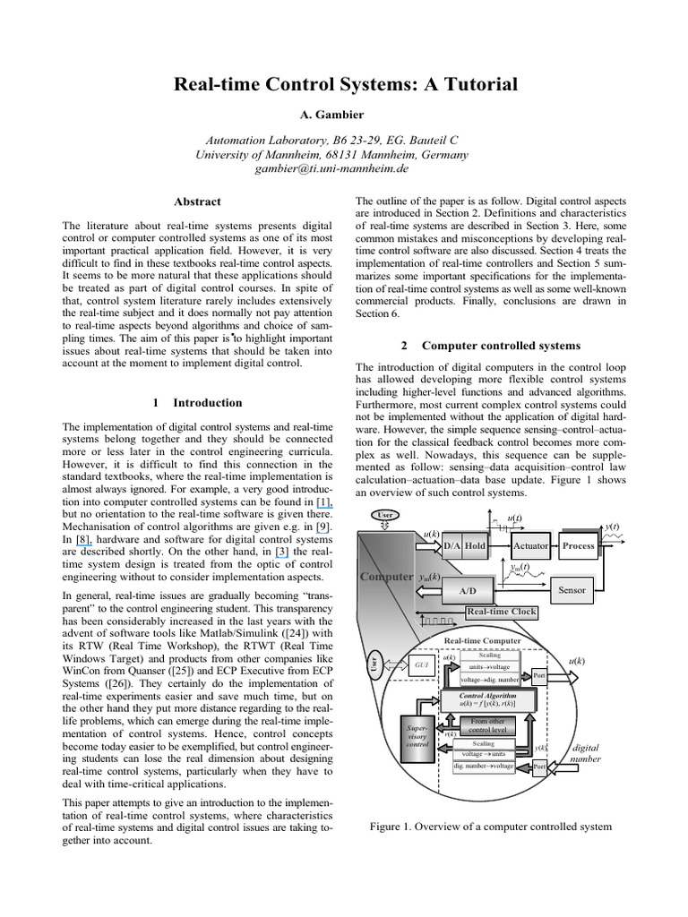 Real Time Control Systems A Tutorial | PDF