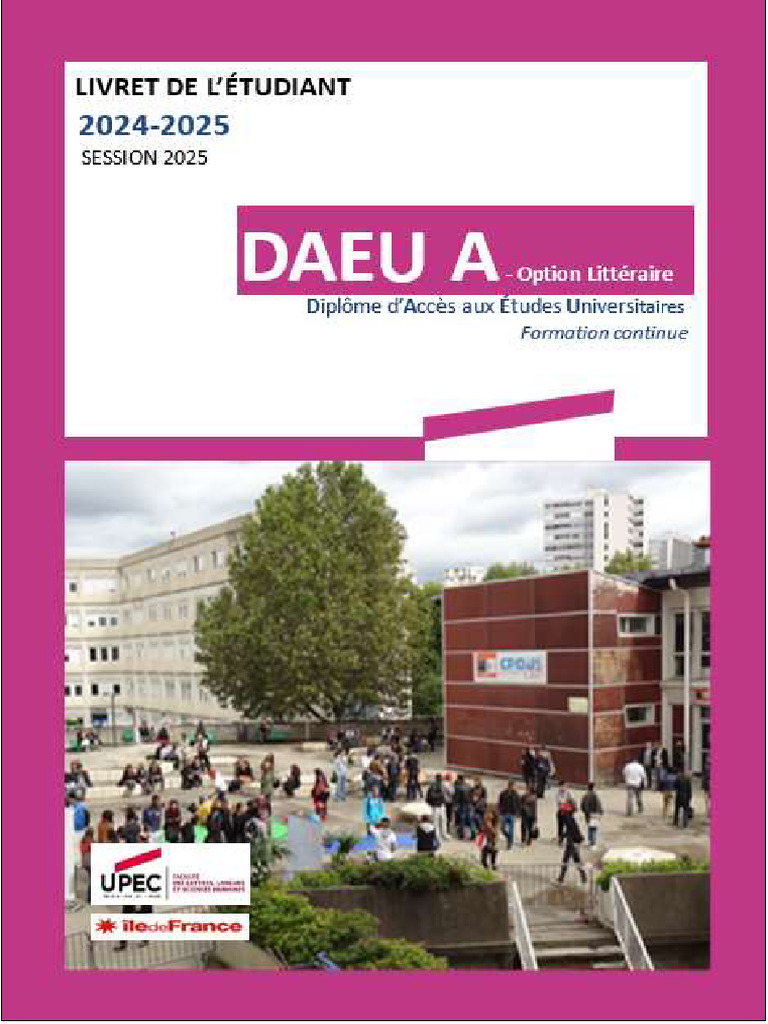 Livret de L'etudiant Daeu A 2024-2025 | PDF