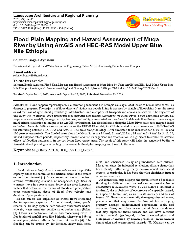 Flood Plain Mapping and Hazard Assessment of Muga | PDF