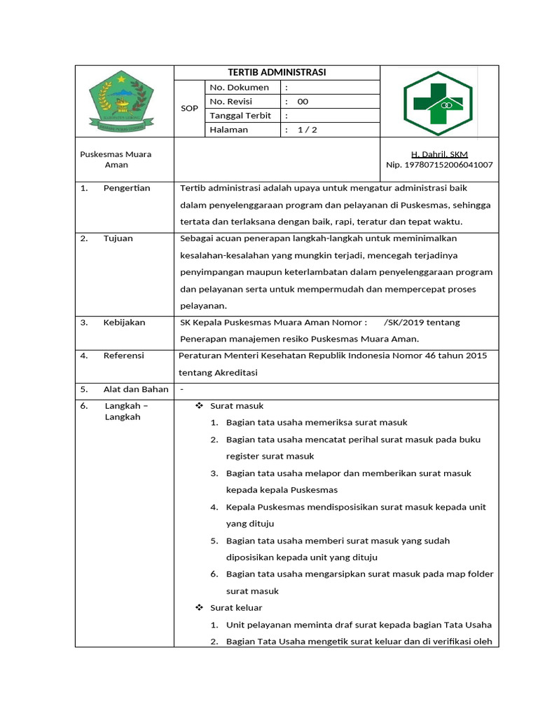 Sop Tertib Administrasi | PDF