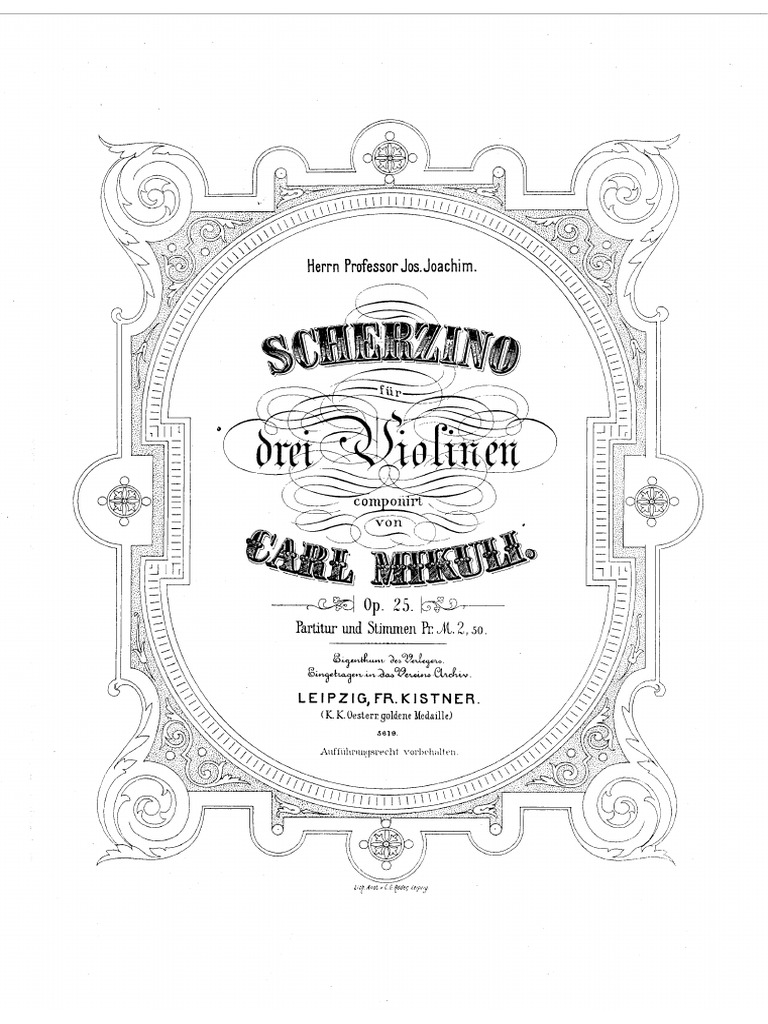 Carl Mikuli - Scherzino For 3 Violins - Score | PDF