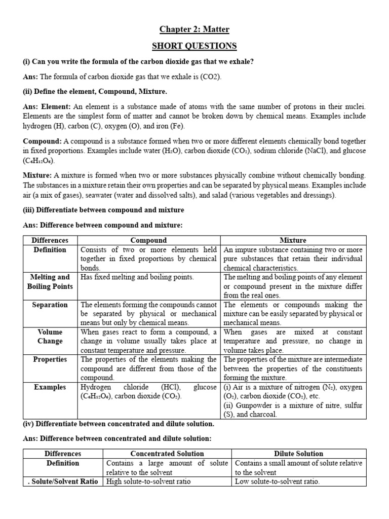 Chemistry Chapter 2 Notes | PDF