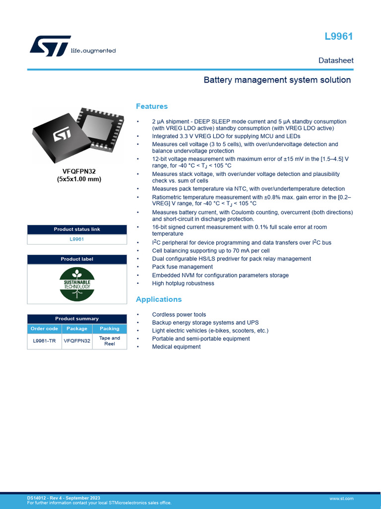 L9961-ST BMS Ic | PDF