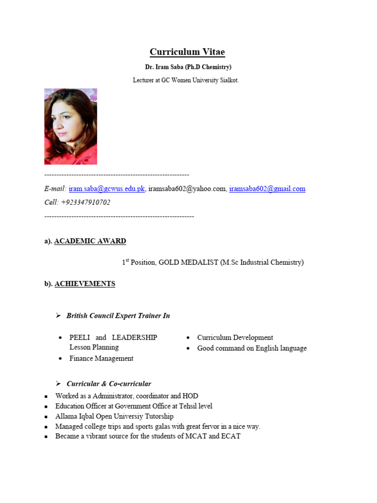 Dr-Iram-Saba-Curriculum-Vitae | PDF